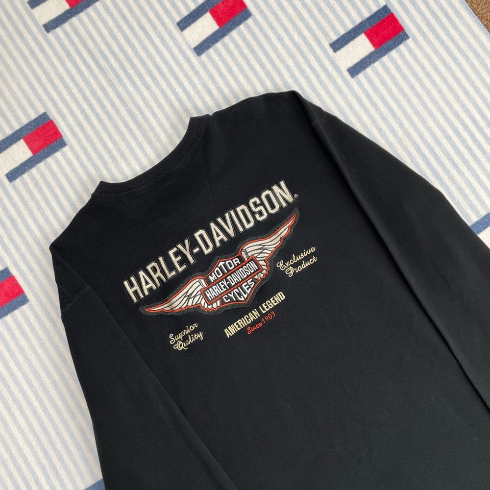 Harley Davidson Motorcycles Henley Embroidered Long S… - Gem